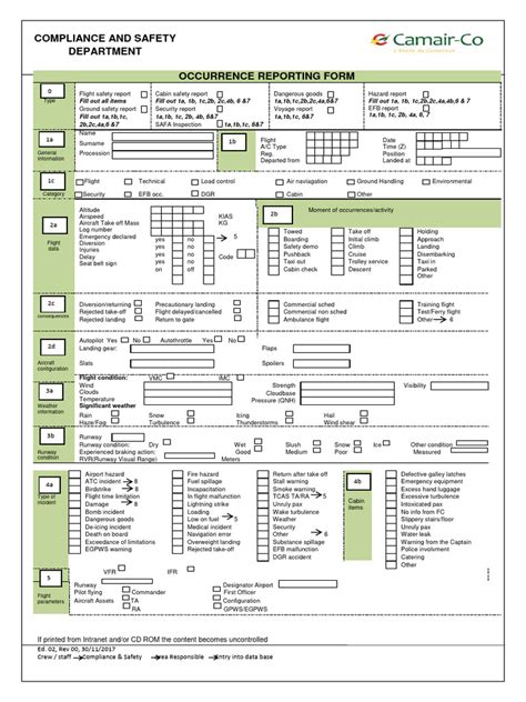 Qc Occurrence Report Form Pdf Transport Aviation