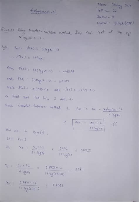 Maths Assignment 1 Computer Btech Studocu