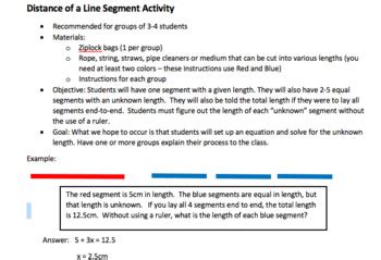 Line Segment Addition Postulate Activity By A Plus Algebra TPT