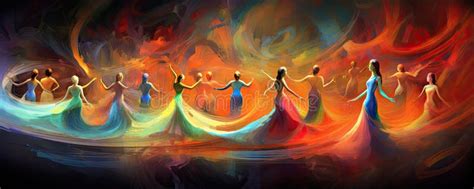 Abstract Dancers Symphony Mesmerizing Panorama Capturing The Graceful Movements Of Abstract