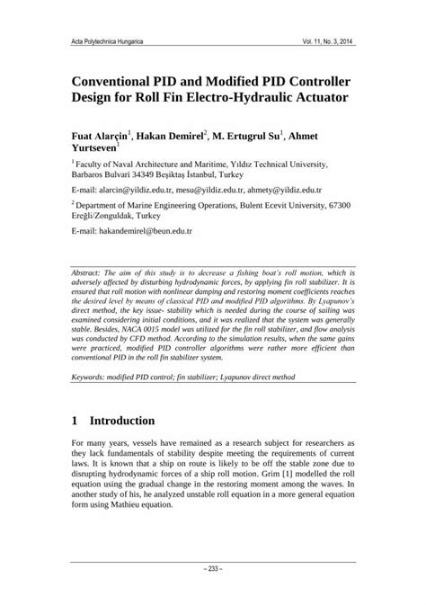pdf conventional pid and modified pid controller design for · pdf