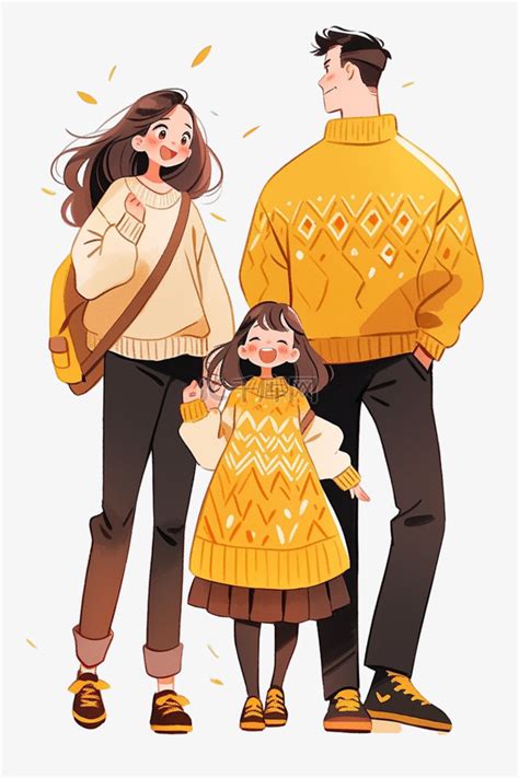 卡通手绘简笔画一家人元素素材图片免费下载 千库网