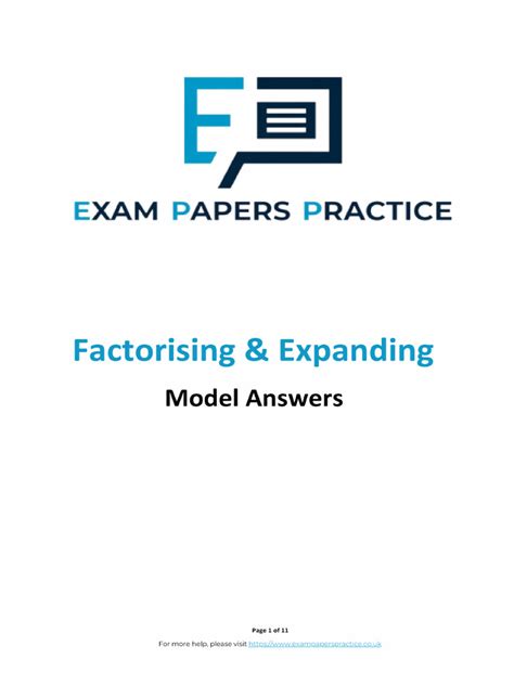 Factorising Expanding 1 Pdf