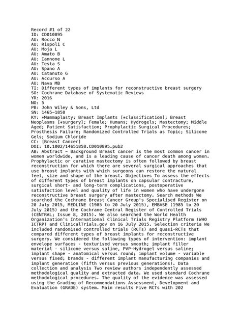 Citation Export With Abstracts Pdf Mastectomy Breast Cancer