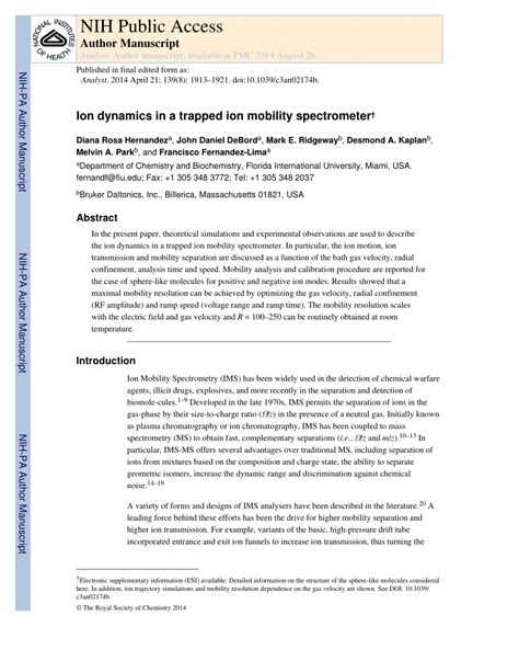 Pdf Ion Dynamics In A Trapped Ion Mobility Spectrometer