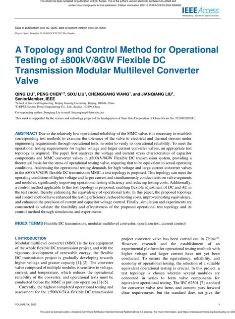 pdf a topology and control method for operational testing of ±800kv