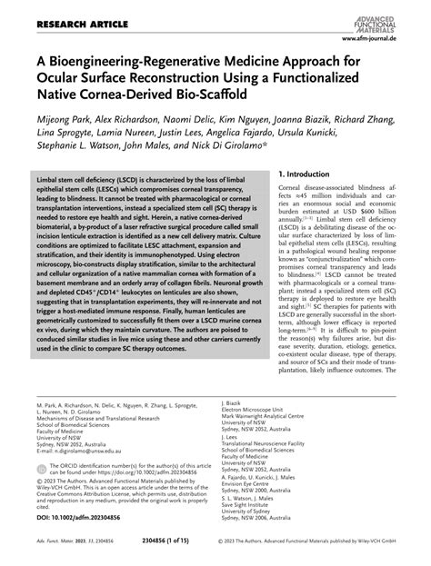 pdf a bioengineering‐regenerative medicine approach for ocular