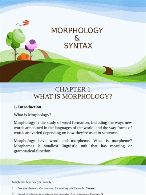 1 Ppt Morphology And Syntax Pdf Word Morphology Linguistics