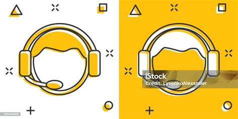 코믹 스타일의 마이크 아이콘벡터 만화 연산자 콜 센터 사인 일러스트 픽토그램의 연산자 사람 비즈니스 스플래시 효과 개념 It 지원에 대한 스톡 벡터 아트 및 기타 이미지