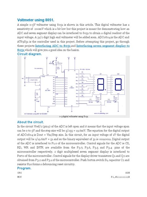 Voltmeter Using 8051 Circuit Diagram Pdf Analog To Digital