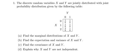 Solved 1 The Discrete Random Variables X And Y Are Jointly
