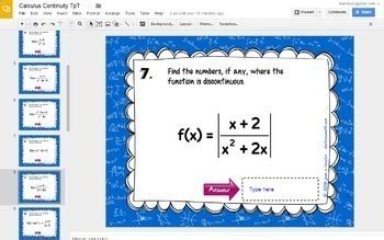 Calculus Continuity Digital Task Cards By Joan Kessler TPT