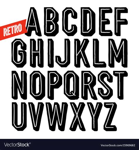 Handmade Retro Font Black Dot Inline Condensed Vector Image