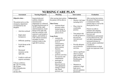 Nursing Care Plan For Acute Ischemic Strokedocx Physical Therapy