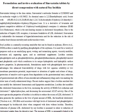 Pdf Formulation And Invitro Evaluation Of Simvastatin Tablets By Direct Compression With