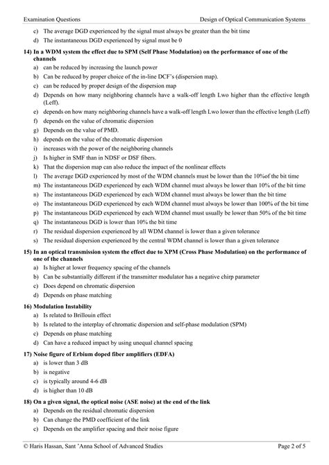 Exam Design Of Optical Communication Systems Pdf