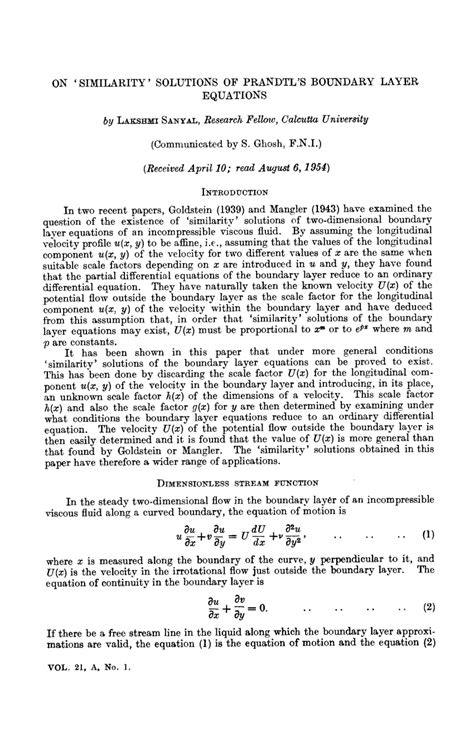 Pdf On Similarity Solutions Of Prandtls Boundary Layer Equations