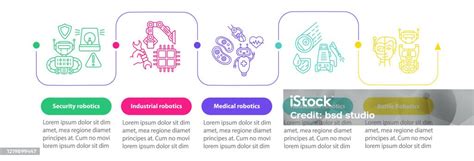 입력 로봇 벡터 인포그래픽 템플릿입니다 비즈니스 프리젠 테이션 디자인 요소 5단계 와 옵션을 갖춘 데이터 시각화 프로세스 타임