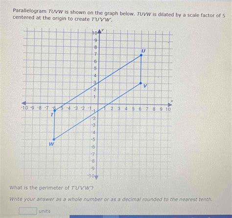 Solved Parallelogram Tuvw Is Shown On The Graph Below Tuvw Is Dilated