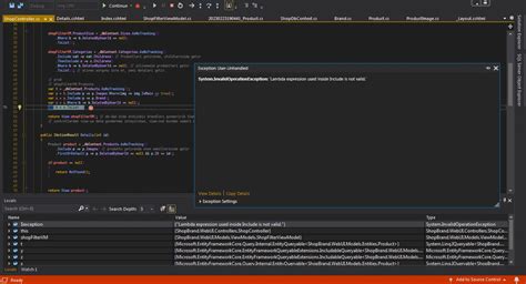 Invalidoperationexception Lambda Expression Used Inside Include Is Not Valid Rdotnet