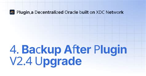 4 Backup After Plugin V24 Upgrade Plugina Decentralized Oracle
