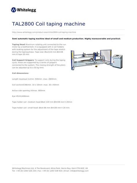 Whitelegg Tal2800 Coil Taping Machine Pdf