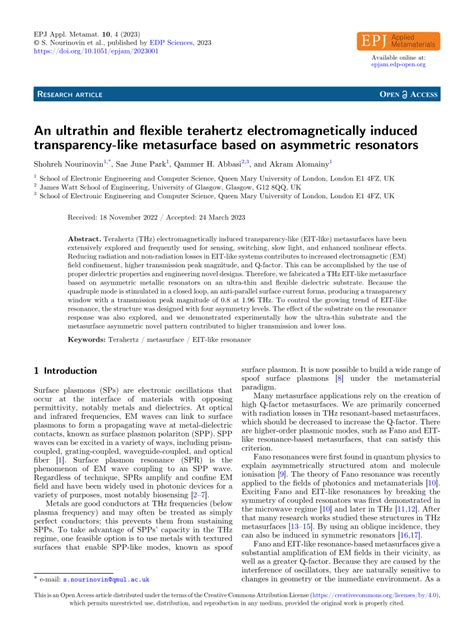 pdf an ultrathin and flexible terahertz electromagnetically induced