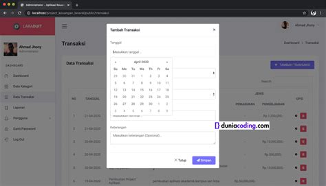 Aplikasi Keuangan Berbasis Web (Laravel)