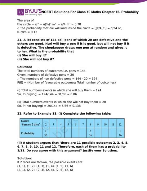 NCERT Solutions for Class 10 Maths Chapter 15 - Probability.