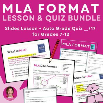 MLA Format BUNDLE Slides Lesson Auto Graded Forms Quiz Package