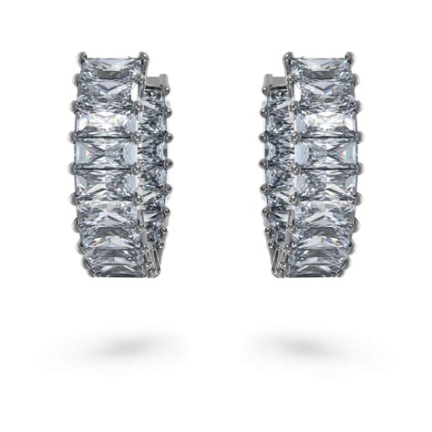 Matrix 大圈耳环 长方形切割 灰色 镀钌 Swarovski
