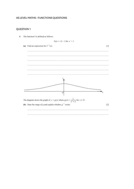 as level maths paper 1 functions questions pdf