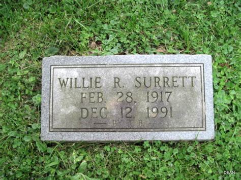 William R “willie” Surrett 1917 1991 Memorial Find A Grave