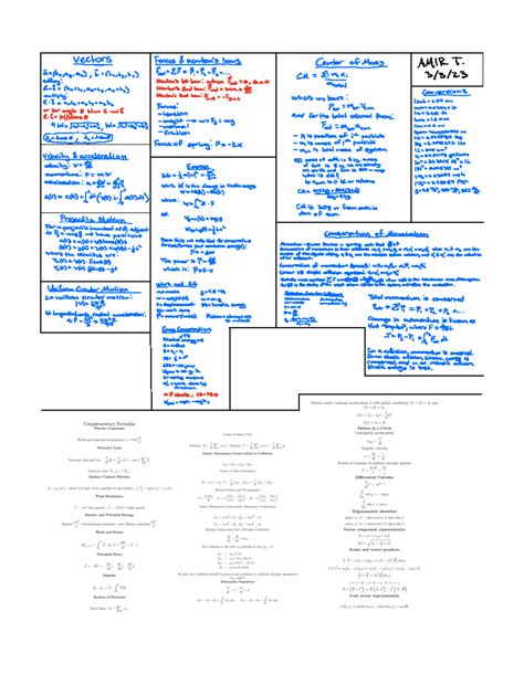 Physics 1A Midterm 2 Cheat Sheet A M X 3 3 Ing Newton S1stlaw When E To A O E Caxtbx Astby Be