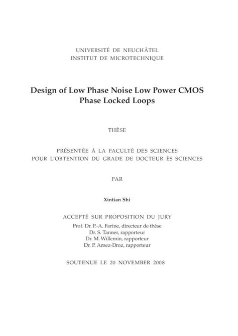 Pdf Design Of Low Phase Noise Low Power Cmos Phase Locked …doc Rero