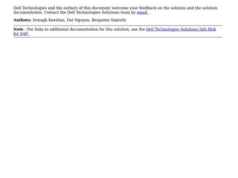 We Value Your Feedback Dell Validated Design For Sap Hana Tdi With Dell Powermax 2000 And 8000