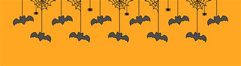 해피 할로윈 배너 테두리에는 거미줄에 매달린 박쥐가 있습니다 으스스한 장식품 장식 벡터 그림 트릭 또는 치료 파티 초대 10월에 대한 스톡 벡터 아트 및 기타 이미지