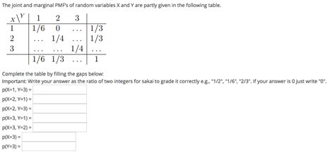 Solved The Joint Marginal Pmfs Part B Are X And Y