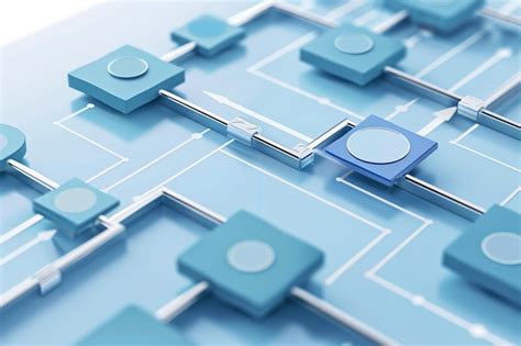 3d Illustration Of Blue Network Structure With Connected Nodes And