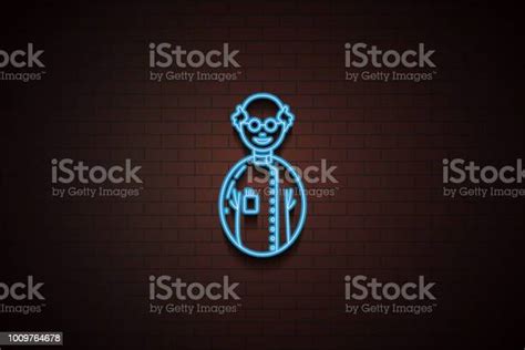 아바타 과학자 아이콘 네온 스타일입니다 아바타 모음 아이콘 중 하나는 Ui Ux에 대 한 사용할 수 있습니다 건강관리와 의술에