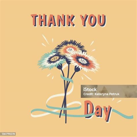 국제 감사의 날 다채로운 꽃 잎 리본과 글자를 배경으로 엽서 배너 포스터 디자인 축하 합니다 개념 복고풍 스타일의 벡터 일러스트레이션 데이지속에 대한 스톡 벡터 아트 및