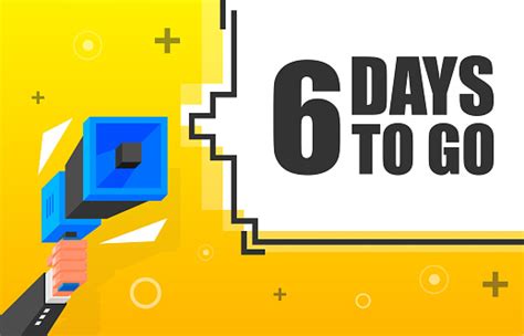 배너 템플릿을 이동하는 6 일 메가폰을 사용한 마케팅 전단지 등분 및 픽셀 스타일 소매 프로모션 및 공지를 위한 템플릿입니다 벡터 그림입니다 3가지 개체에 대한 스톡 벡터