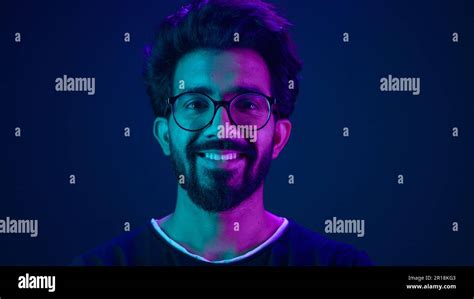 Portrait Indian Man Muslim Guy Developer Coding Worker Smile Computer Internet Technology Hacker