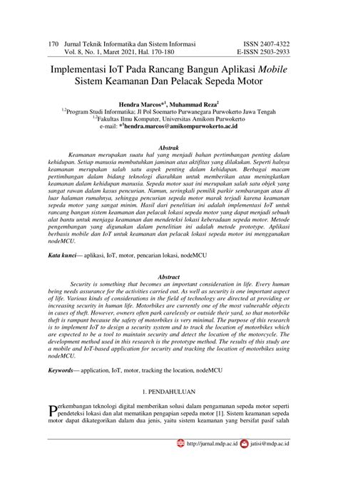 Pdf Implementasi Iot Pada Rancang Bangun Aplikasi Mobile Sistem Keamanan Dan Pelacak Sepeda Motor