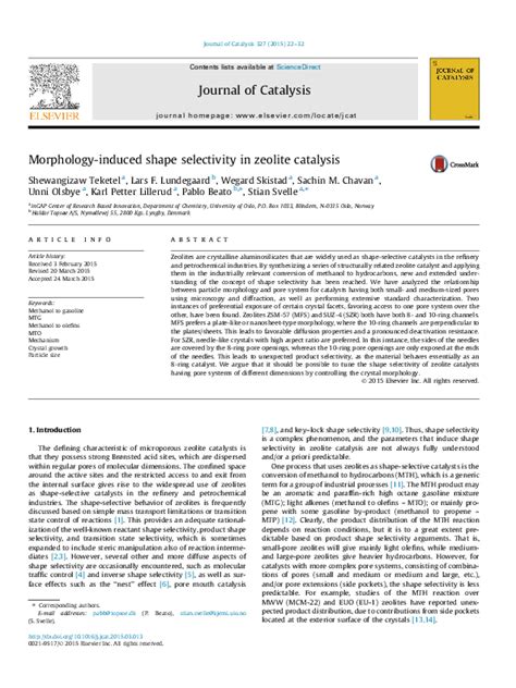 Pdf Morphology Induced Shape Selectivity In Zeolite Catalysis