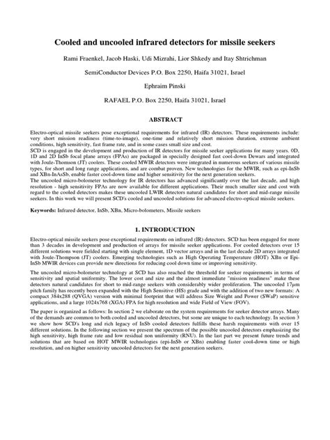 Detectors For Missile Seekers Pdf Sensor Infrared