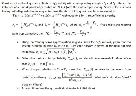 Solved Consider A Two Level System With States W And Wo