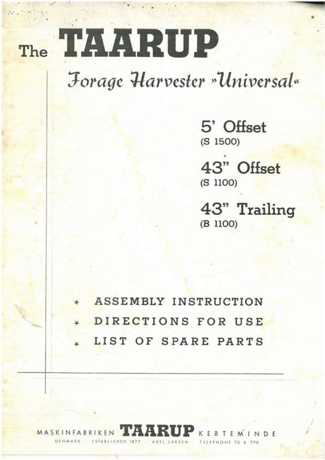 Taarup Forage Harvester Universal 5ft Offset 43in Offset And Trailing