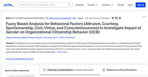 Fuzzy Based Analysis For Behavioral Factors Altruism Courtesy Sportsmanship Civic Virtue
