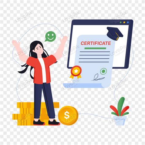 온라인 인증서의 평평한 그림 Png 일러스트 무료 다운로드 Lovepik